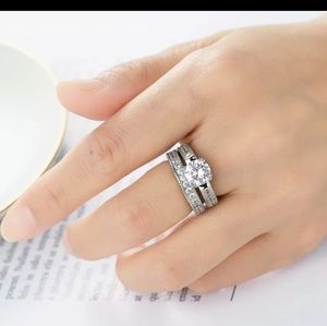 Jewelry | Silver Round Bridal Wedding Ring Set | Poshmark